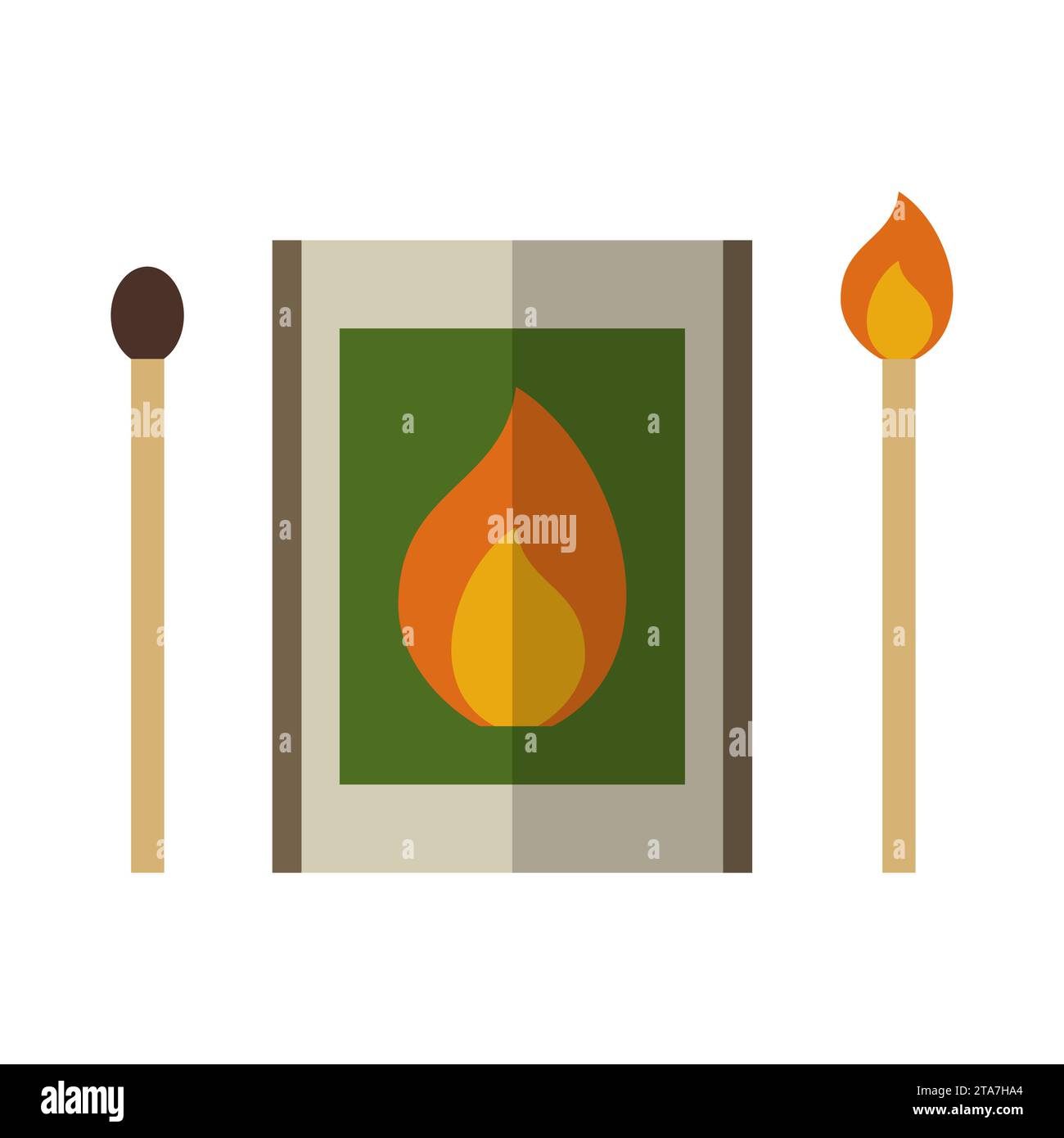 Box of matches icon, set a burning match, a burnt match isolated on ...