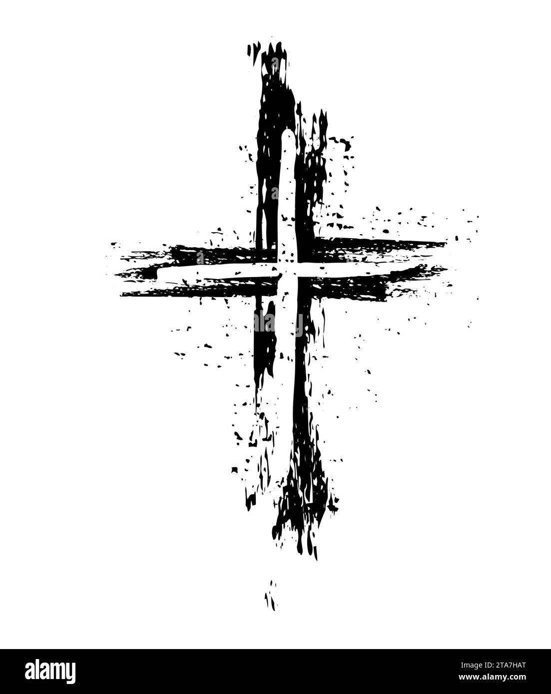 Hand drawn christian cross signs. Brush painted black icons. hand ...