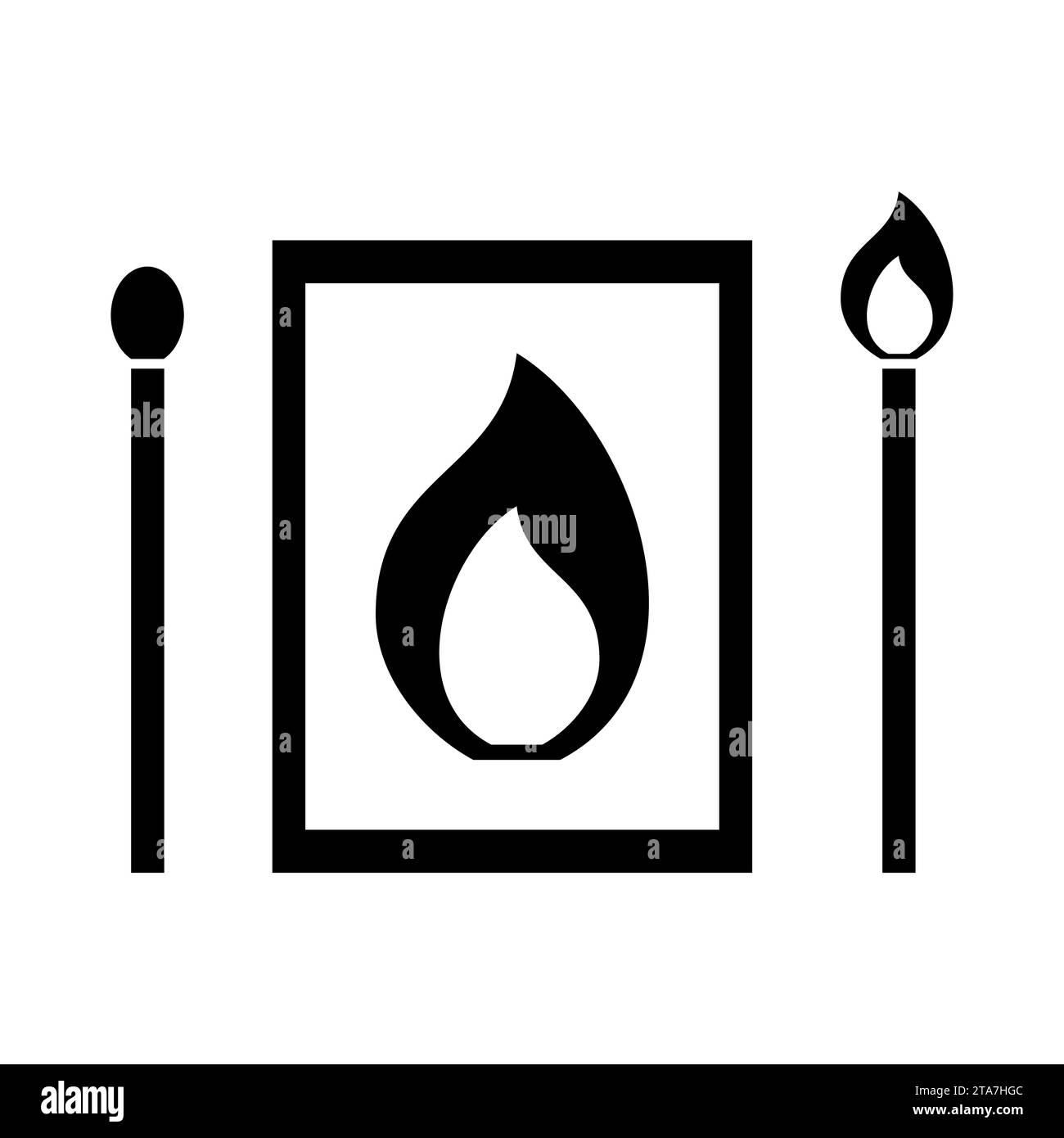 Box of matches icon, set a burning match, a burnt match isolated on ...