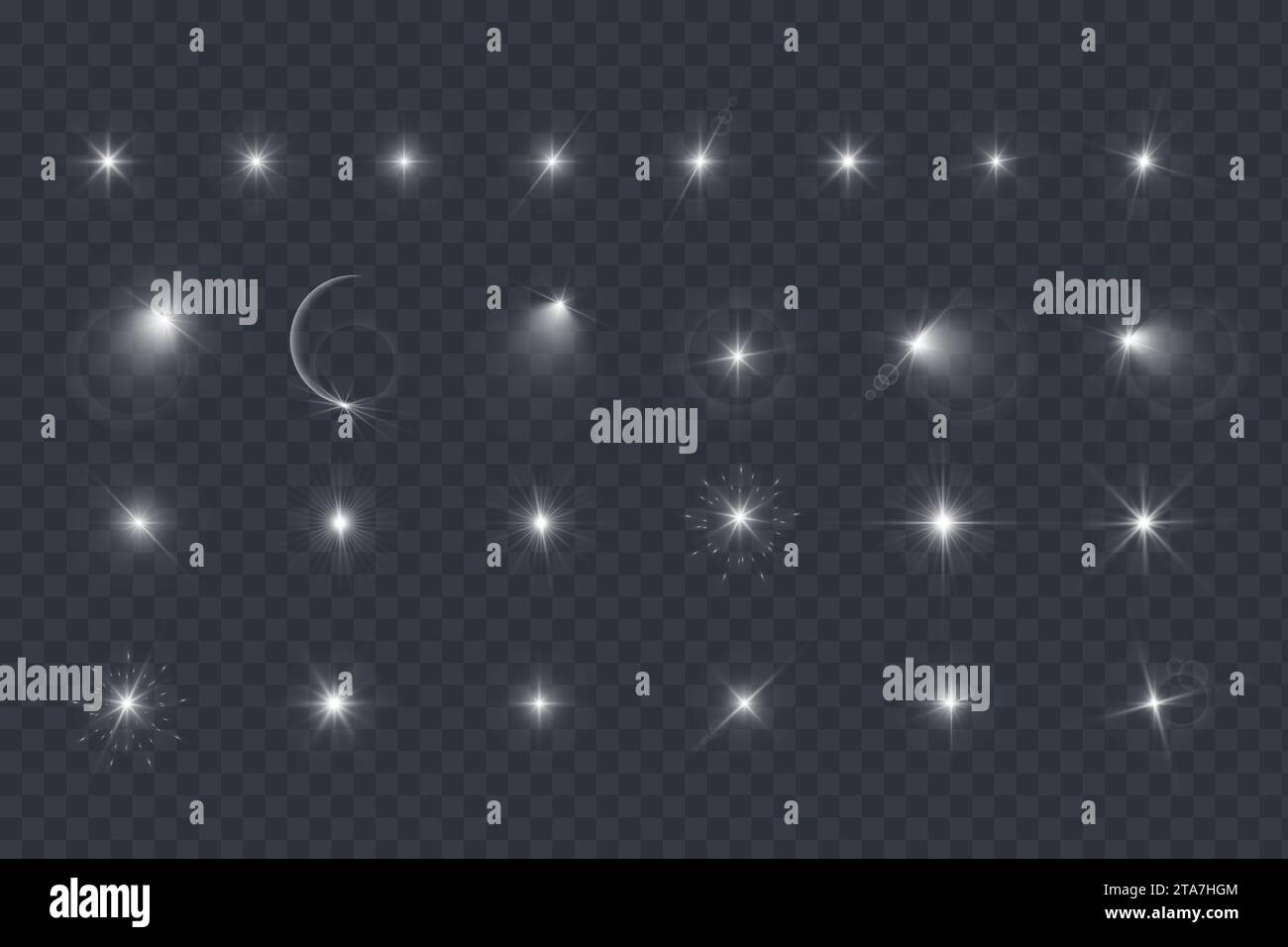 Light shining stars, glare light effects, Shiny illuminated elements on ...