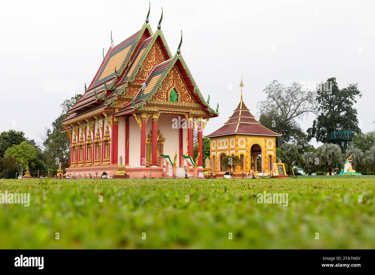 Buddhist temple in Golden Pagoda of Namsai complex, also known as Kongmu Kham near the river of ...