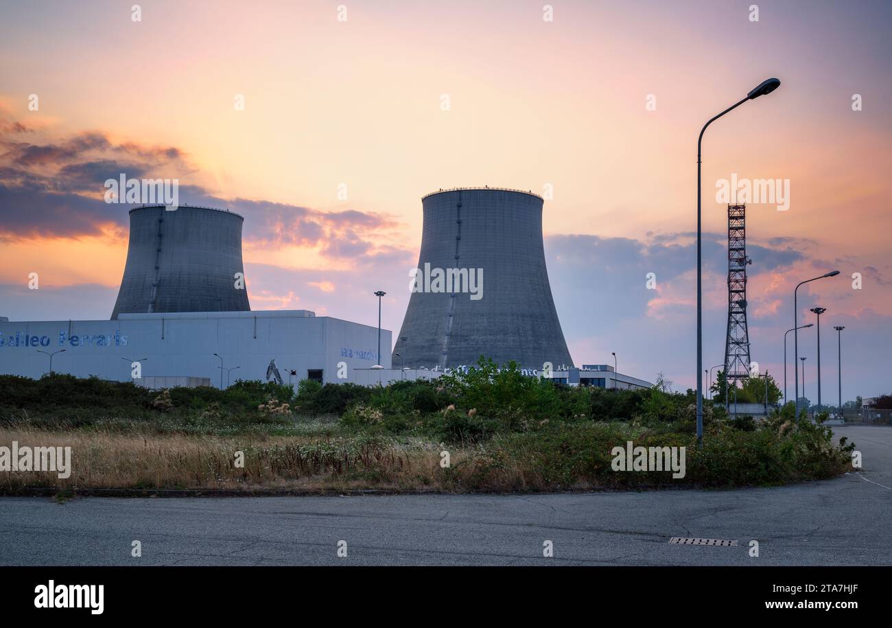 Galileo Ferraris thermal power plant photographed at blue hour Stock ...