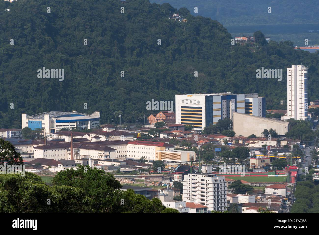 City of Santos, Brazil. Aerial view of the Vila Mathias neighborhood ...