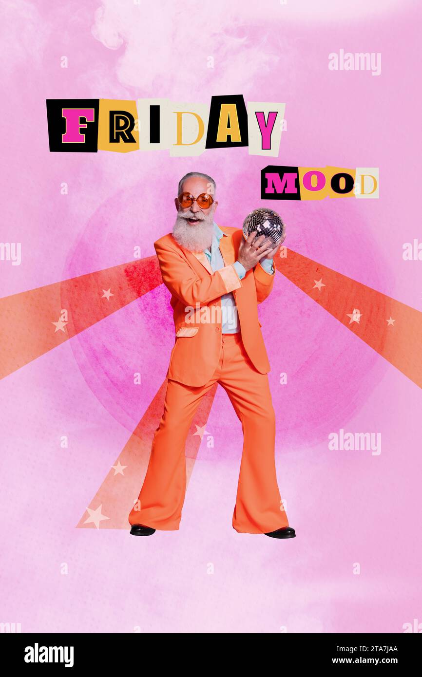 Creative abstract template collage of funny vintage senior man ...