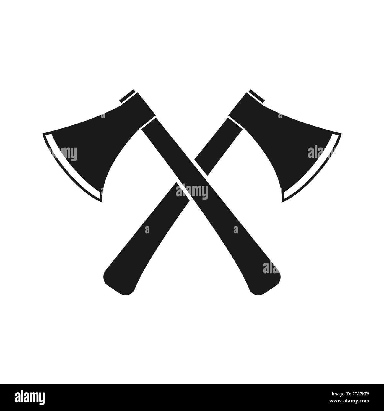 Crossed black axes icon isolated on white background. Vector ...