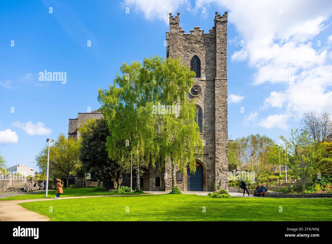 Façade of St Audoen's Church, founded in the 12th century, Dublin city ...