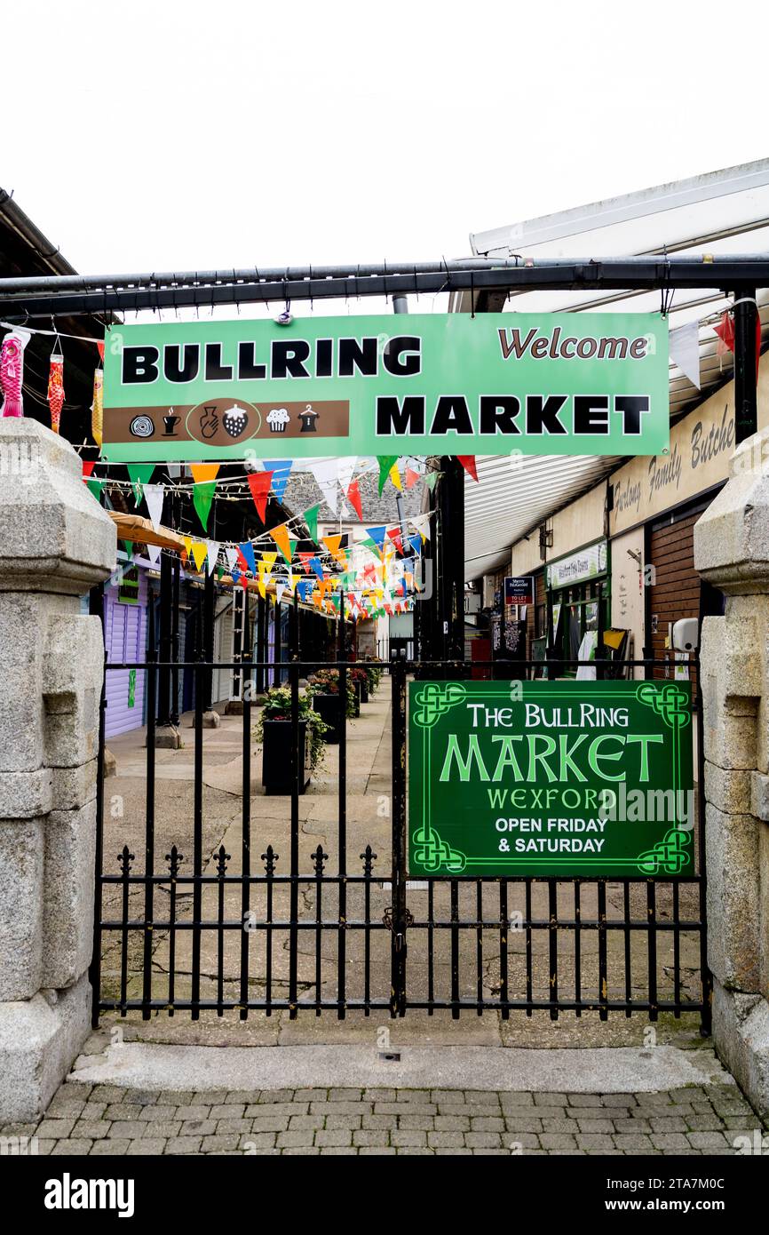 The entrance of the Bullring Market, with shops and stalls of handmade ...