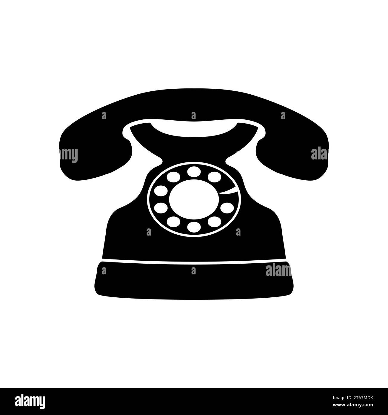 Retro telephone icon isolated on white background, vintage rotary phone ...