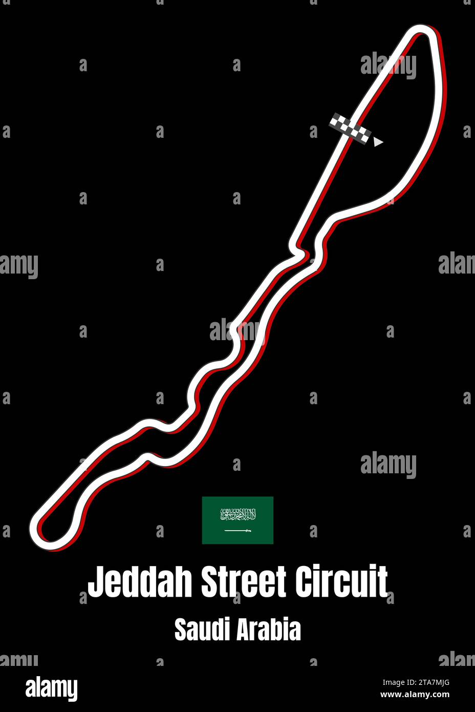 Jeddah Street Circuit, Saudi Arabia map poster Stock Vector Image & Art ...