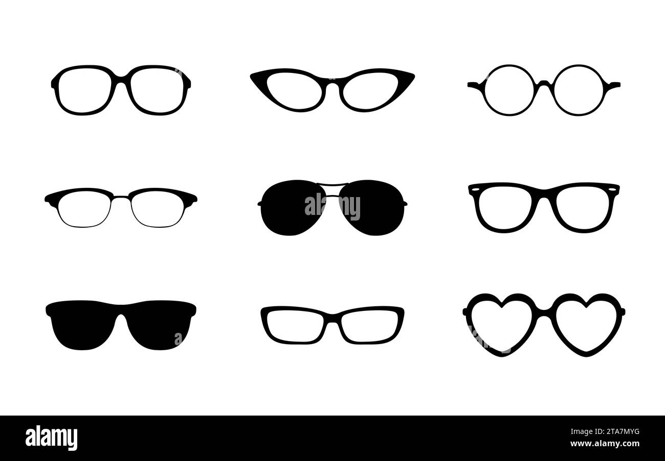Glasses icons set isolated on white background, Sunglasses Vector ...