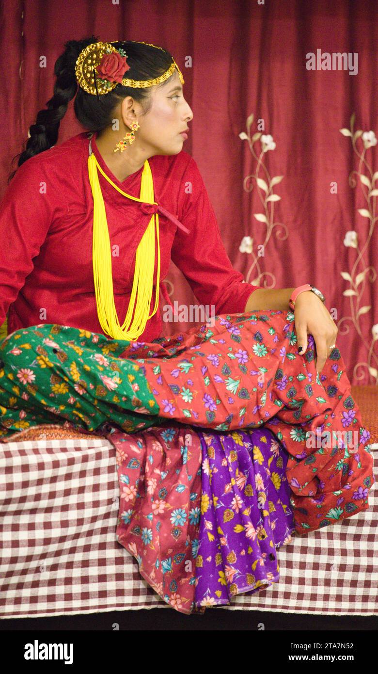 Nepal, Pokhara, portrait, young woman, traditional dress Stock Photo ...