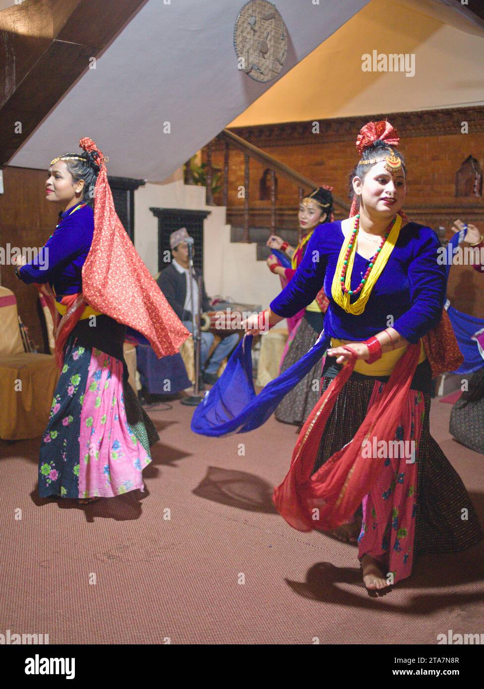 Nepal, Pokhara, cultural show, traditional dance, people Stock Photo ...