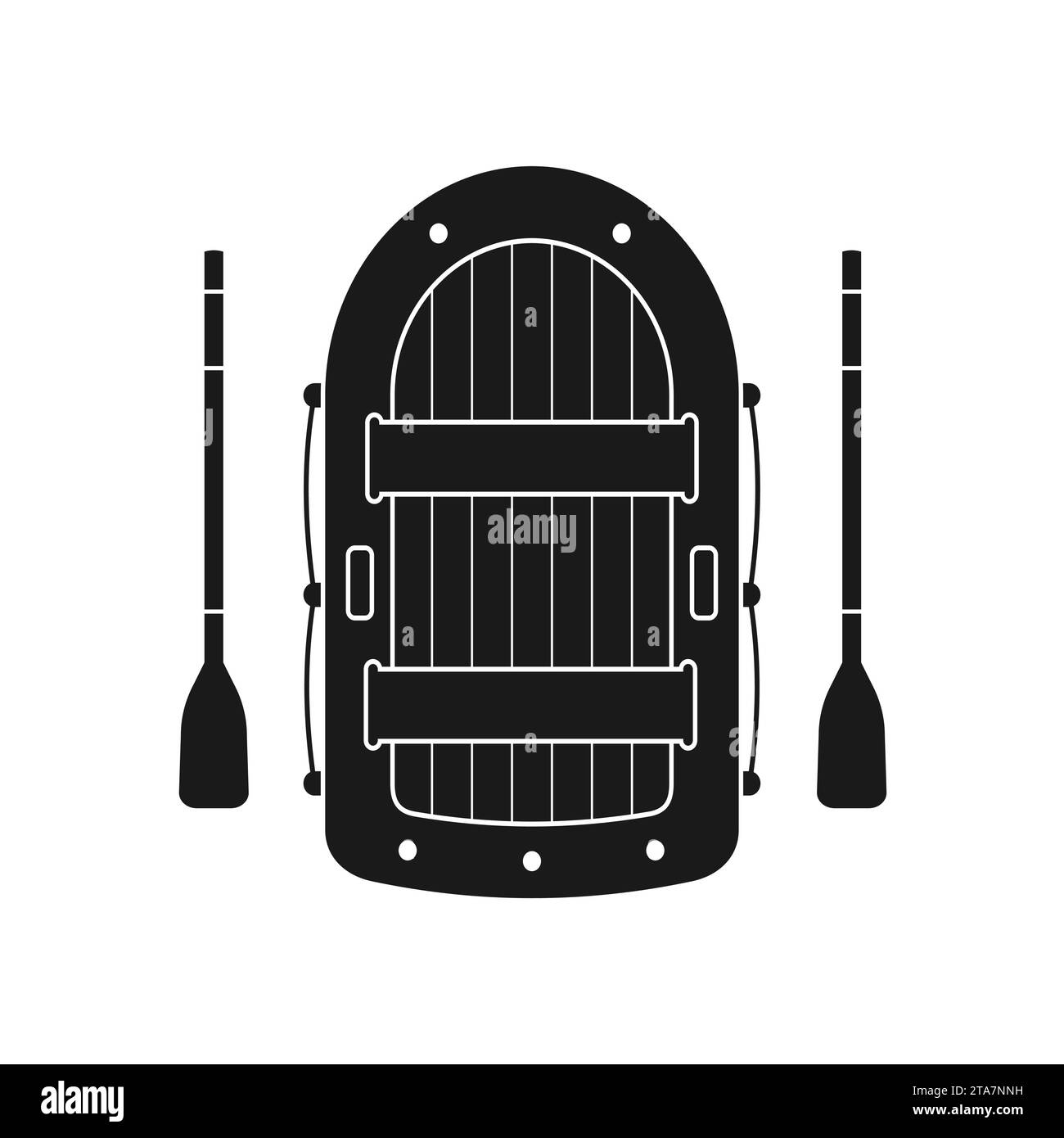 Inflatable boat and paddles icon isolated on white background. Vector ...