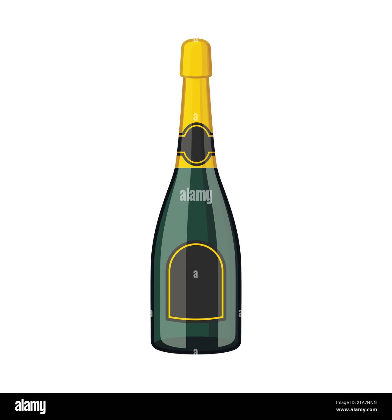 Champagne bottle icon with gold foil isolated on white background ...