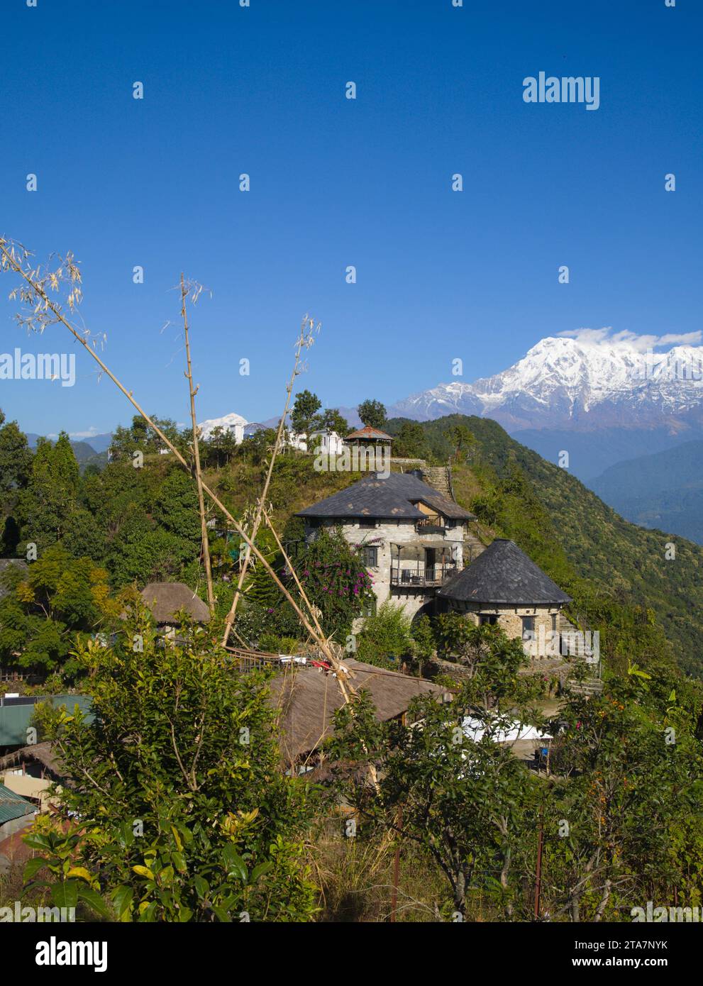 Nepal, Pokhara, Sarangkot, village scene, houses, scenery Stock Photo ...