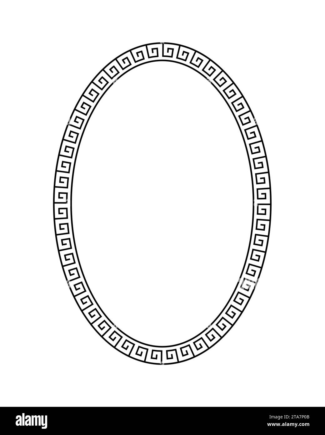 Oval greek pattern. Roman ellipse frame. Outline greece border isolated ...