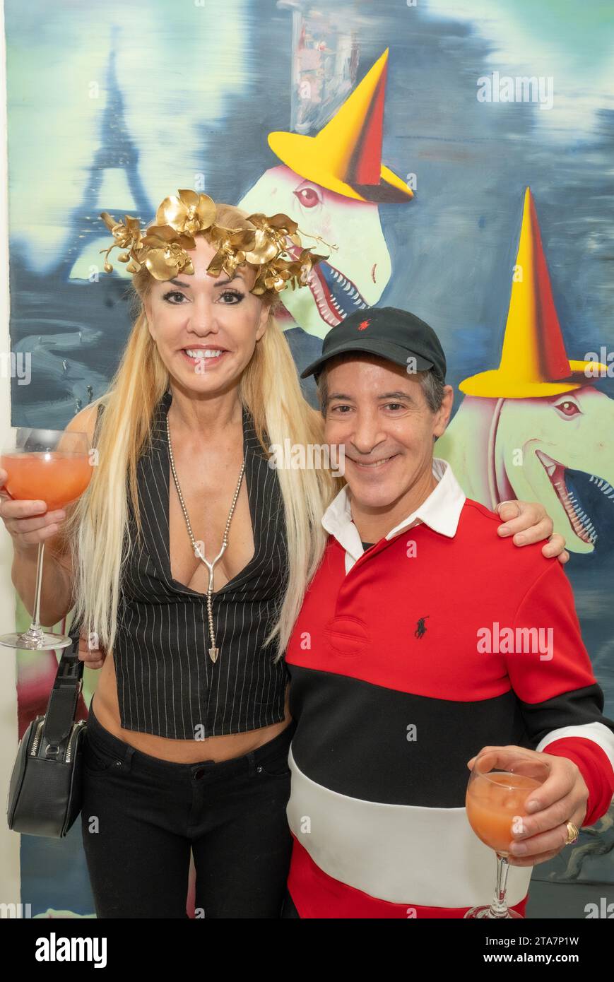 Luciana Pampalone and Adam Sands attends Artist Mark Kostabi's birthday ...