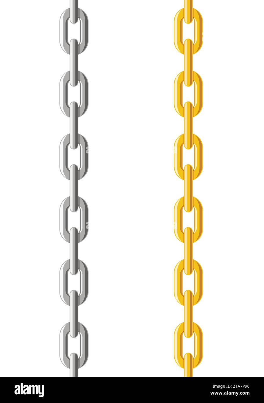 Metal golden and silver chain seamless pattern isolated on white ...