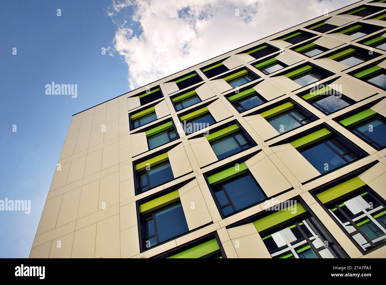 Modern office building in the city with windows and steel and aluminum ...