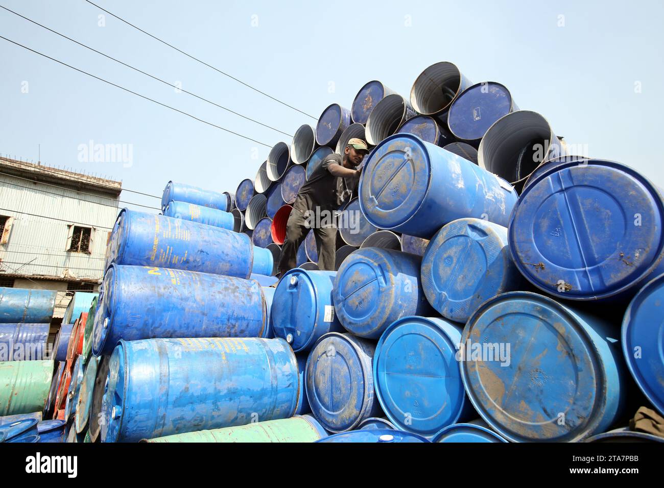 November 27, 2023, Dhaka, Wari, Bangladesh: A top view of stack empty ...