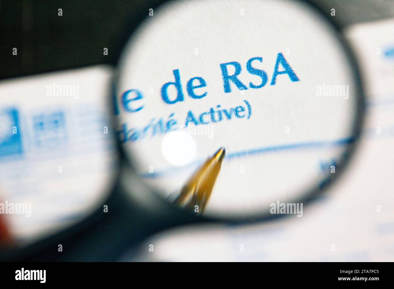 Illustration of the RSA (Active Solidarity Income), an application form ...