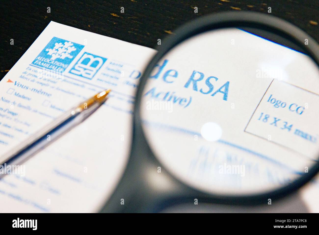 Illustration of the RSA (Active Solidarity Income), an application form ...