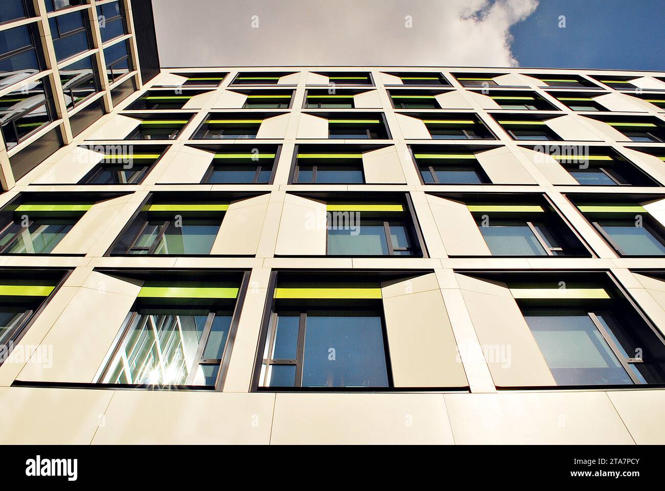 Modern office building in the city with windows and steel and aluminum ...