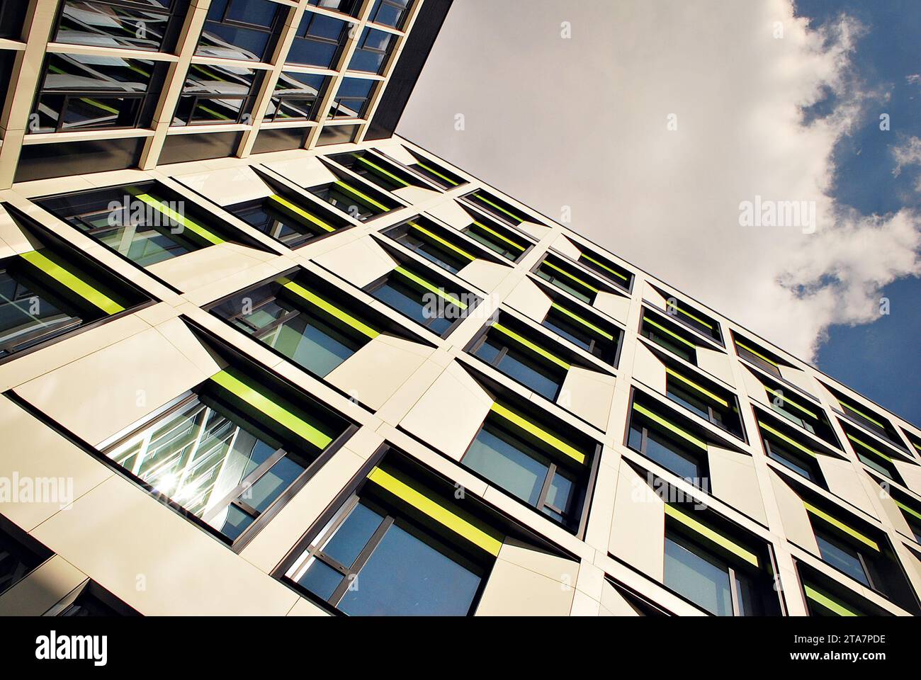 Modern office building in the city with windows and steel and aluminum ...