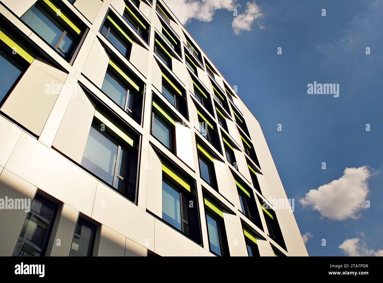 Modern office building in the city with windows and steel and aluminum ...