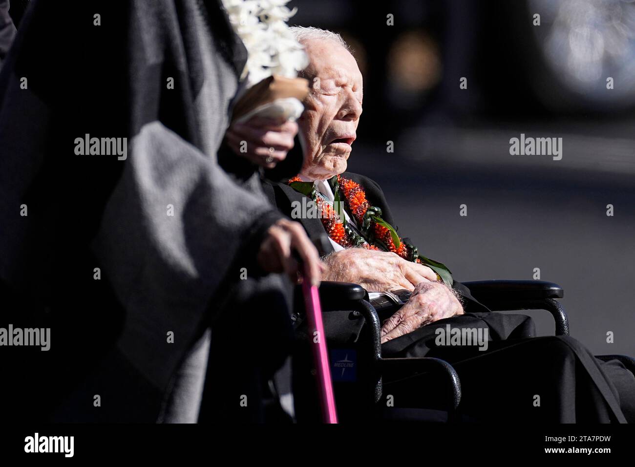 Former President Jimmy Carter arrives for the funeral service for his wife, former first lady ...