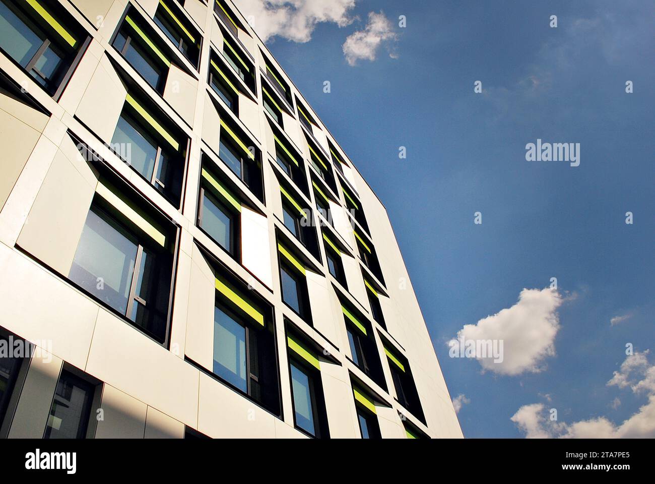 Modern office building in the city with windows and steel and aluminum ...