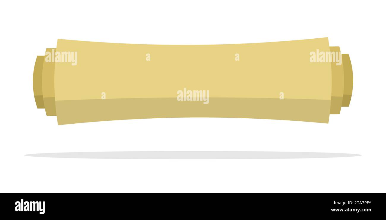 Rolled up scroll of old yellow paper icon isolated on white background ...