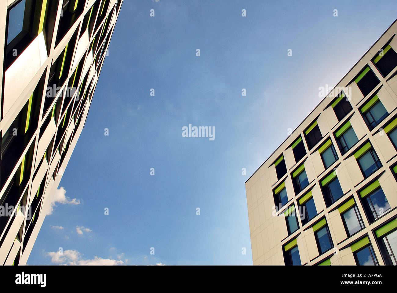 Modern office building in the city with windows and steel and aluminum ...
