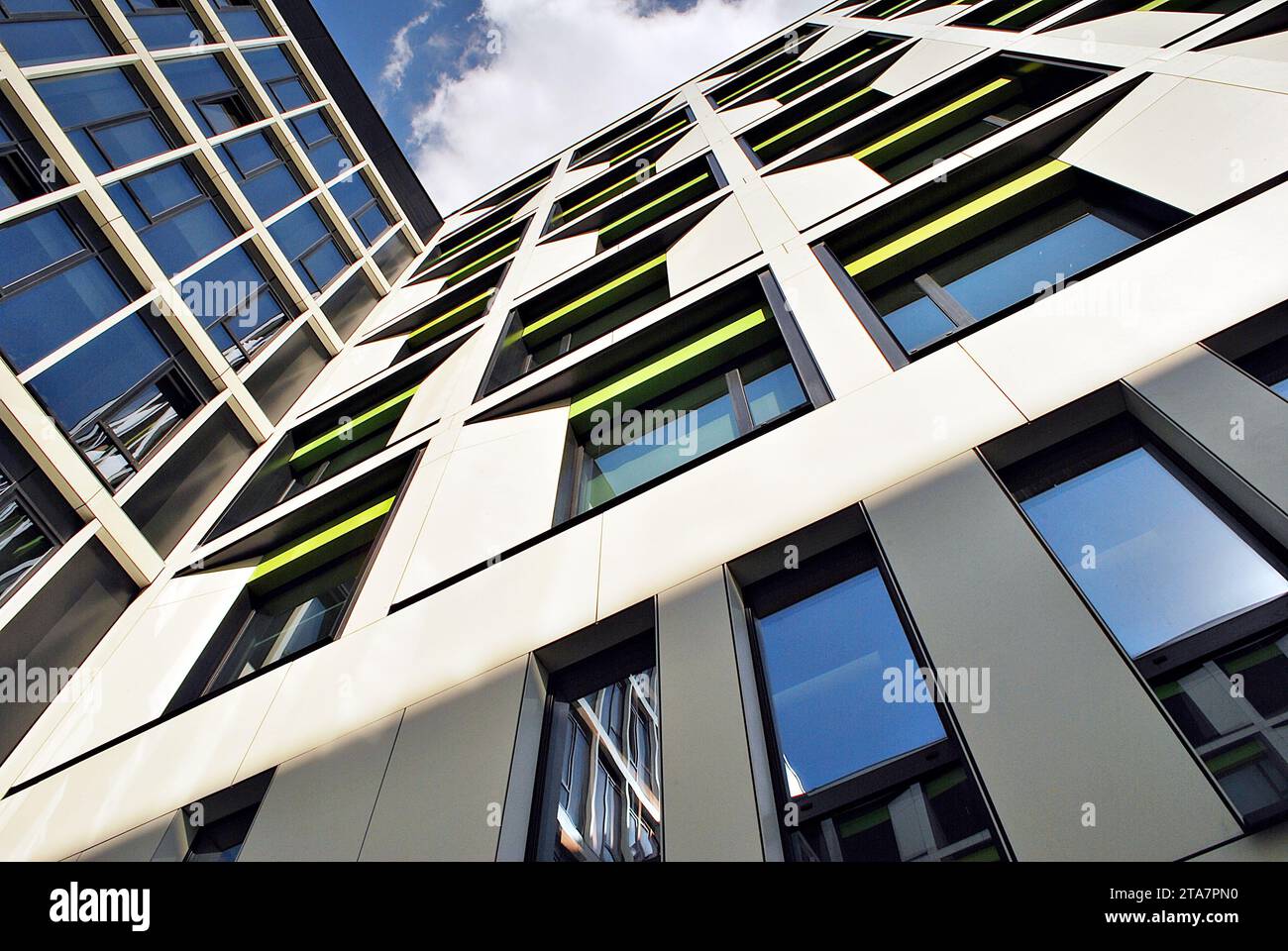Modern office building in the city with windows and steel and aluminum ...