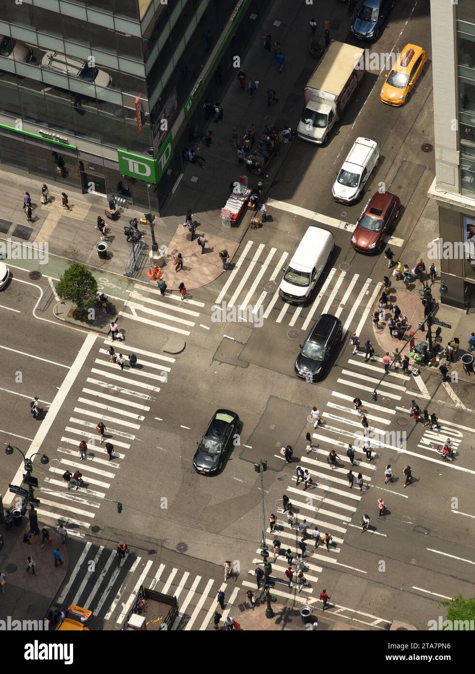 New York, USA - June 8, 2018: View from skyscrapers on the streets of ...