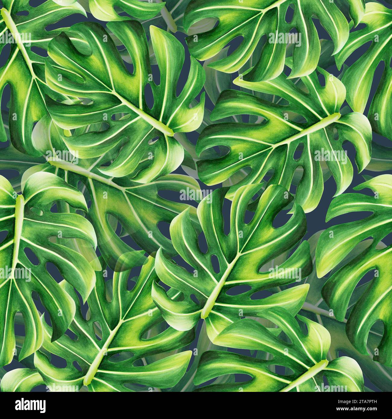 Watercolor seamless pattern with realistic tropical illustration of ...