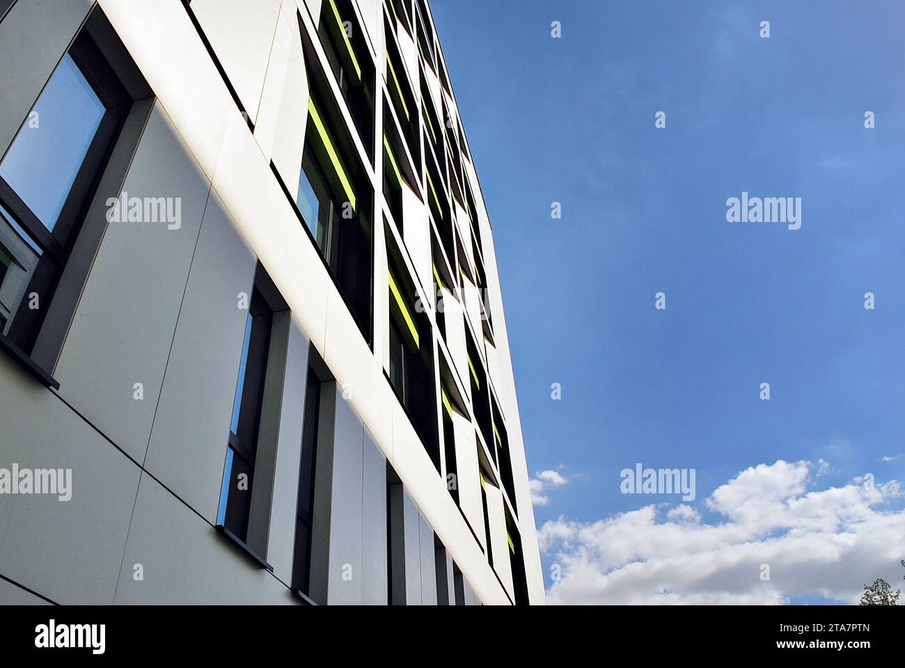 Modern office building in the city with windows and steel and aluminum ...