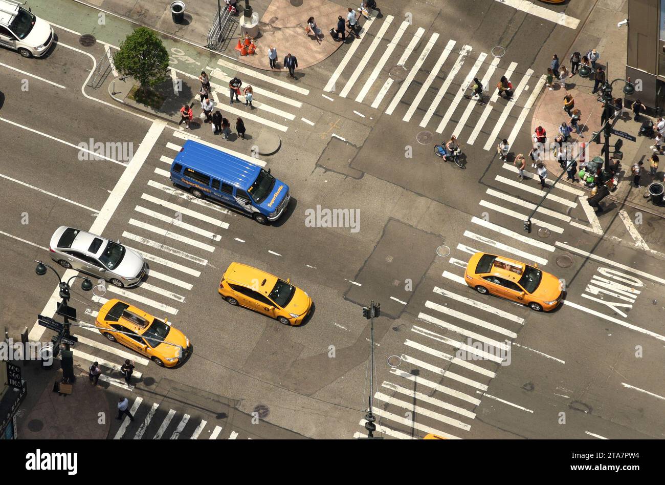 New York, USA - June 8, 2018: View from skyscrapers on the streets of ...