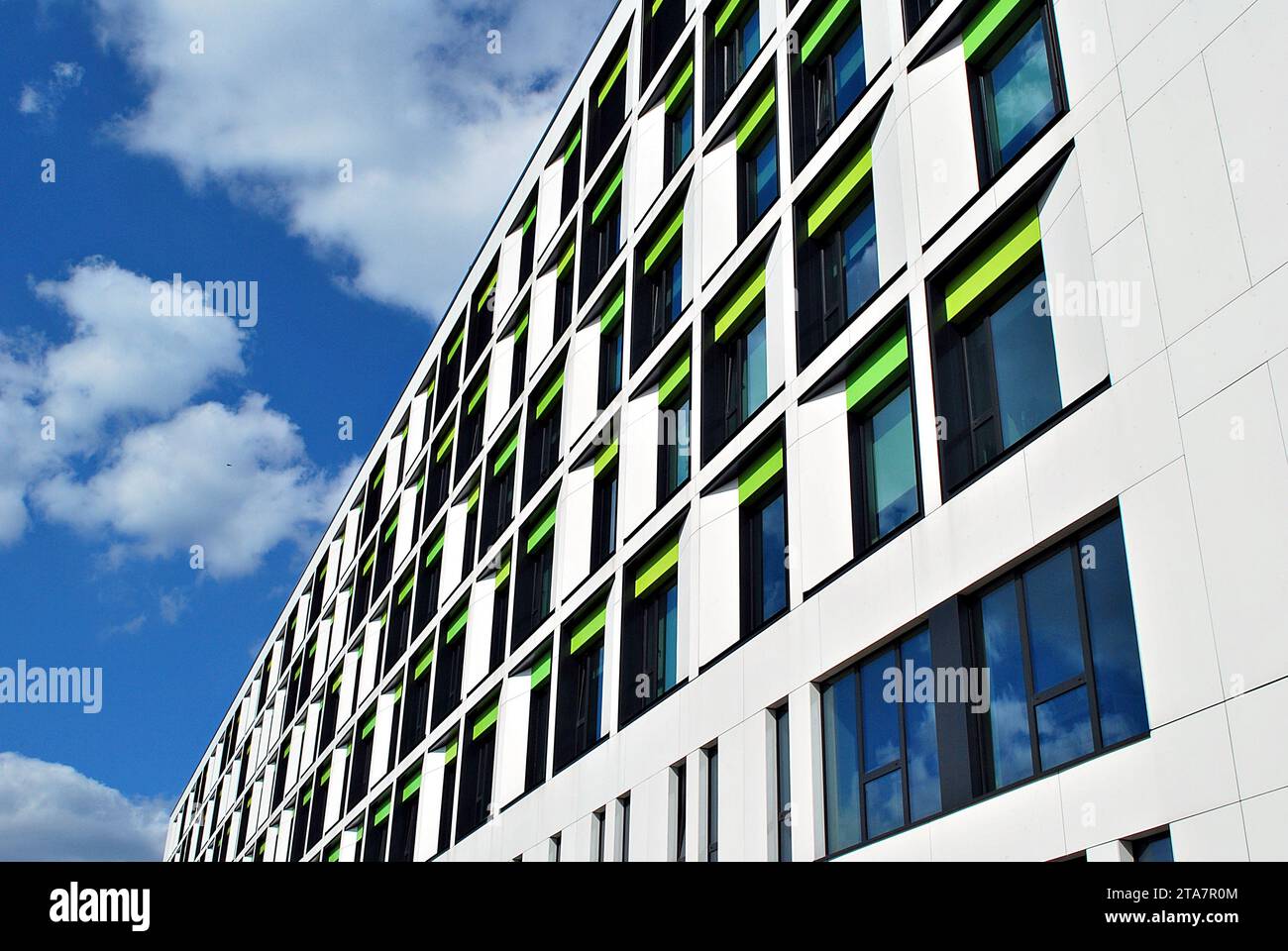 Modern office building in the city with windows and steel and aluminum ...