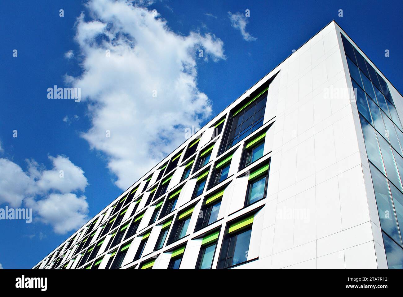 Modern office building in the city with windows and steel and aluminum ...