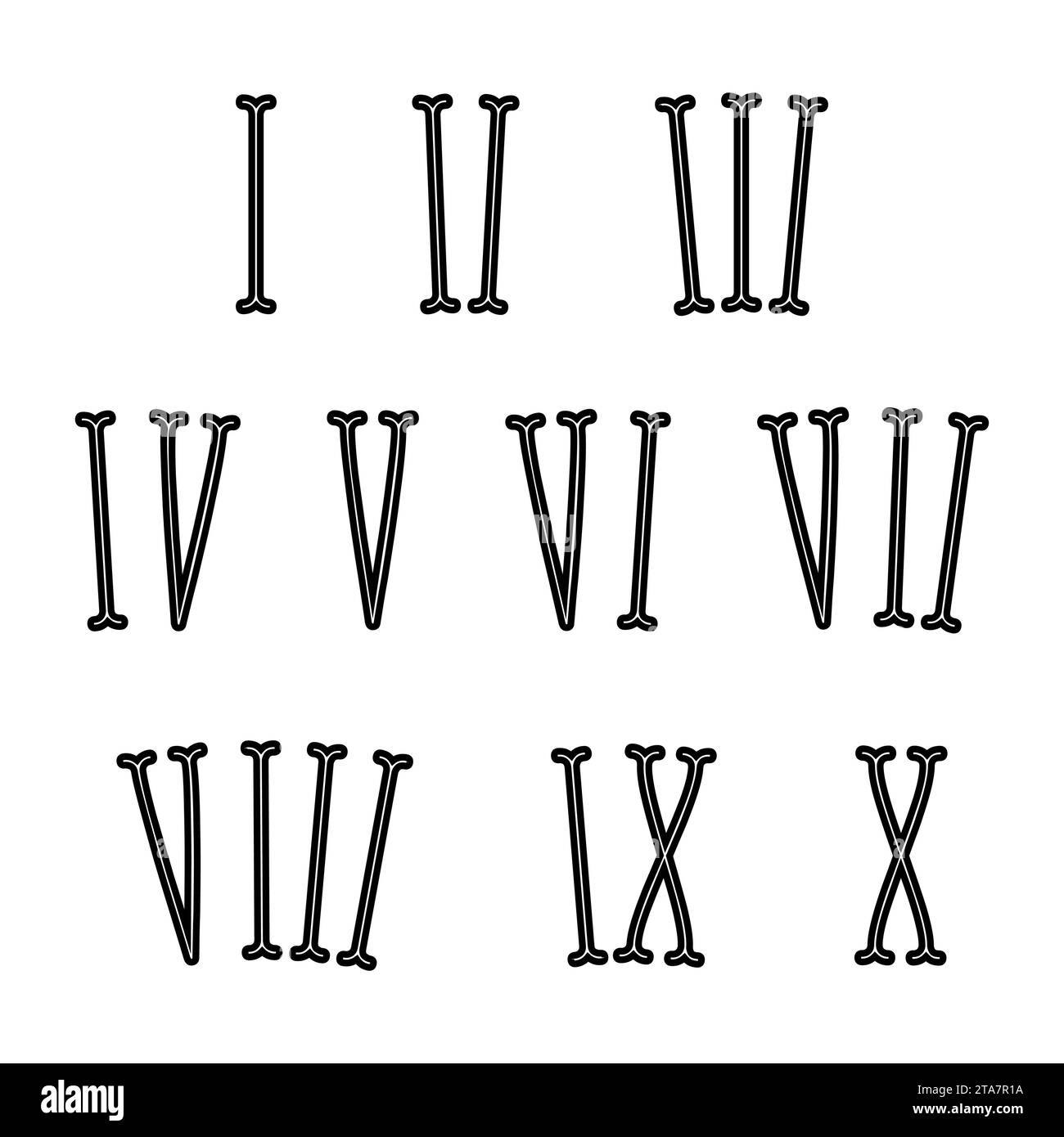 Roman numerals set isolated on white background, Vector illustration ...