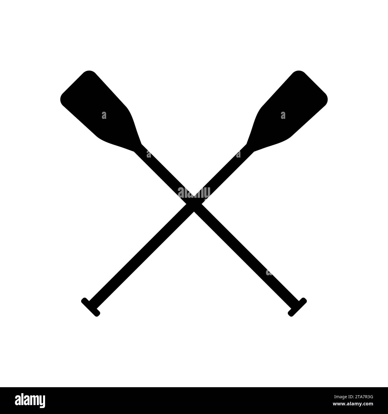 Two black silhouette of crossed oars. Rowing oars. Water sport. Icon of ...