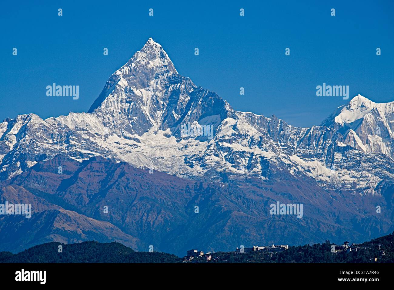 Nepal, Pokhara, Himalayas, Annapurna Range, Machhapuchhare, Fishtail ...