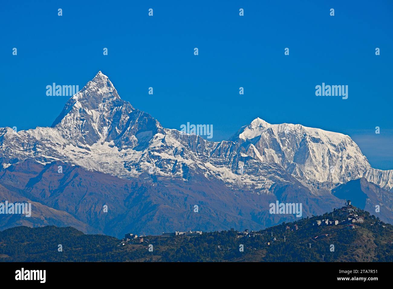 Nepal, Pokhara, Himalayas, Annapurna Range, Machhapuchhare, Fishtail ...
