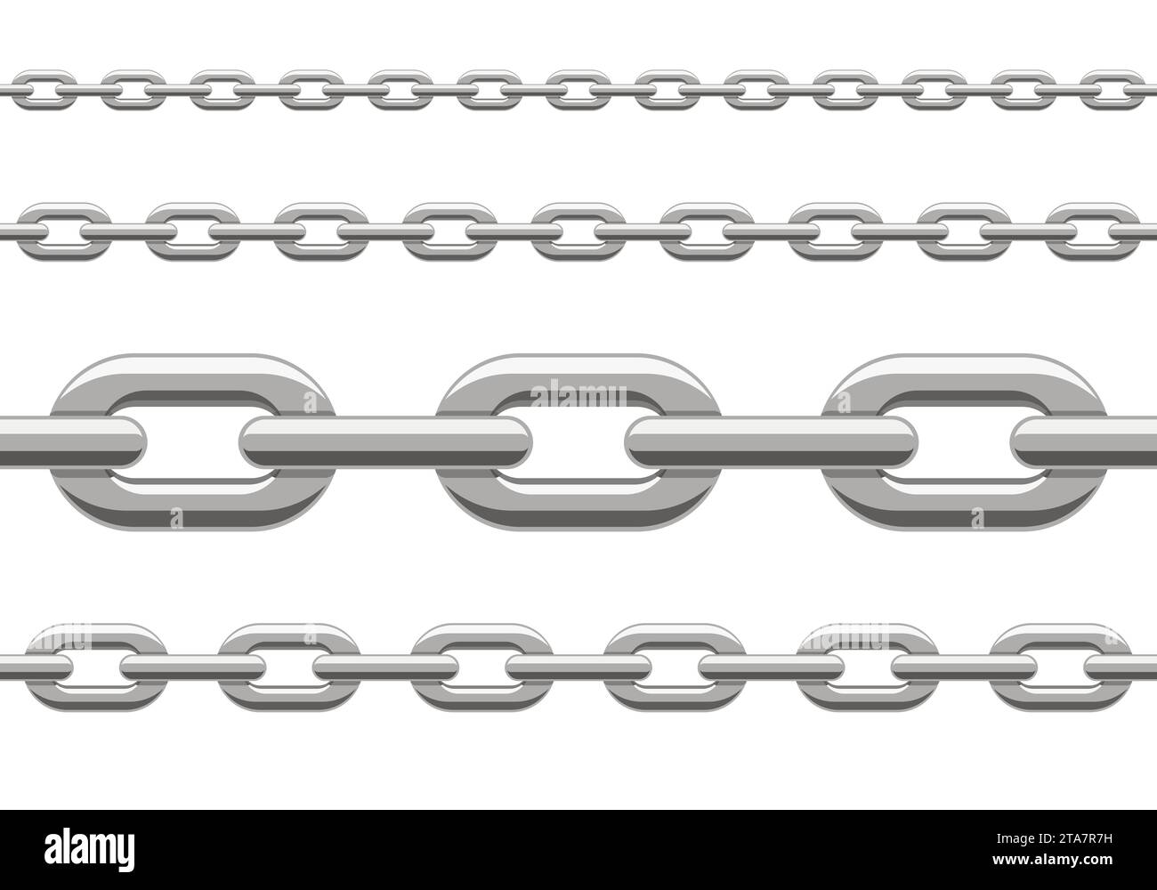 Metal silver chain set seamless pattern isolated on white background ...