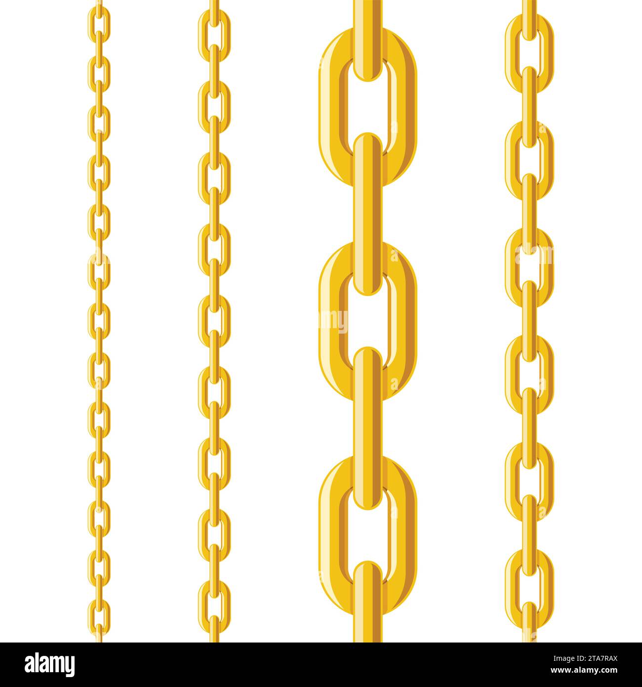 Metal golden chain set seamless pattern isolated on white background ...