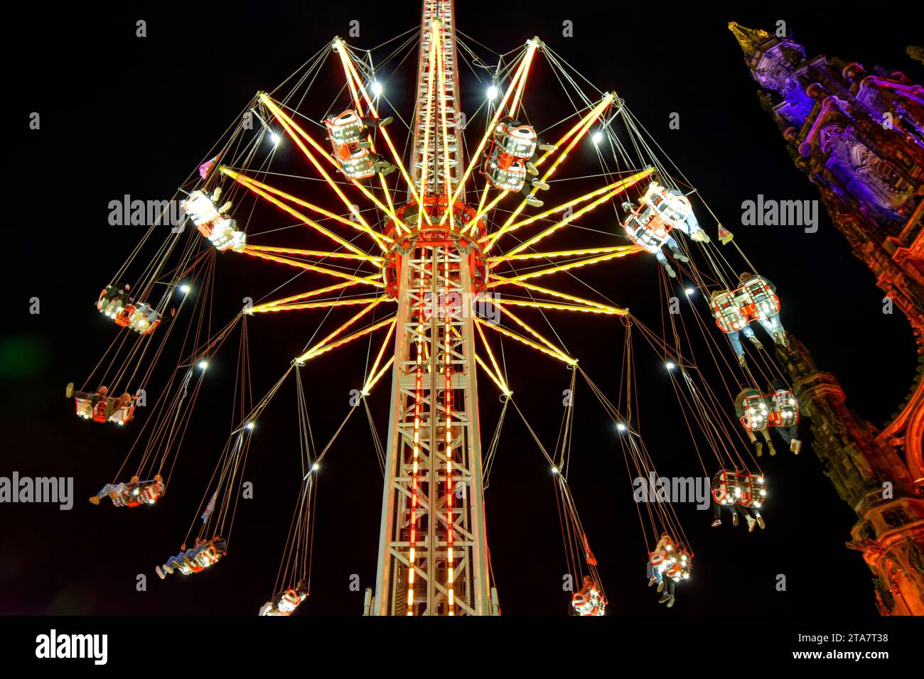 Edinburgh Scotland Christmas Fair Princes Street the tall Star Flyer at ...
