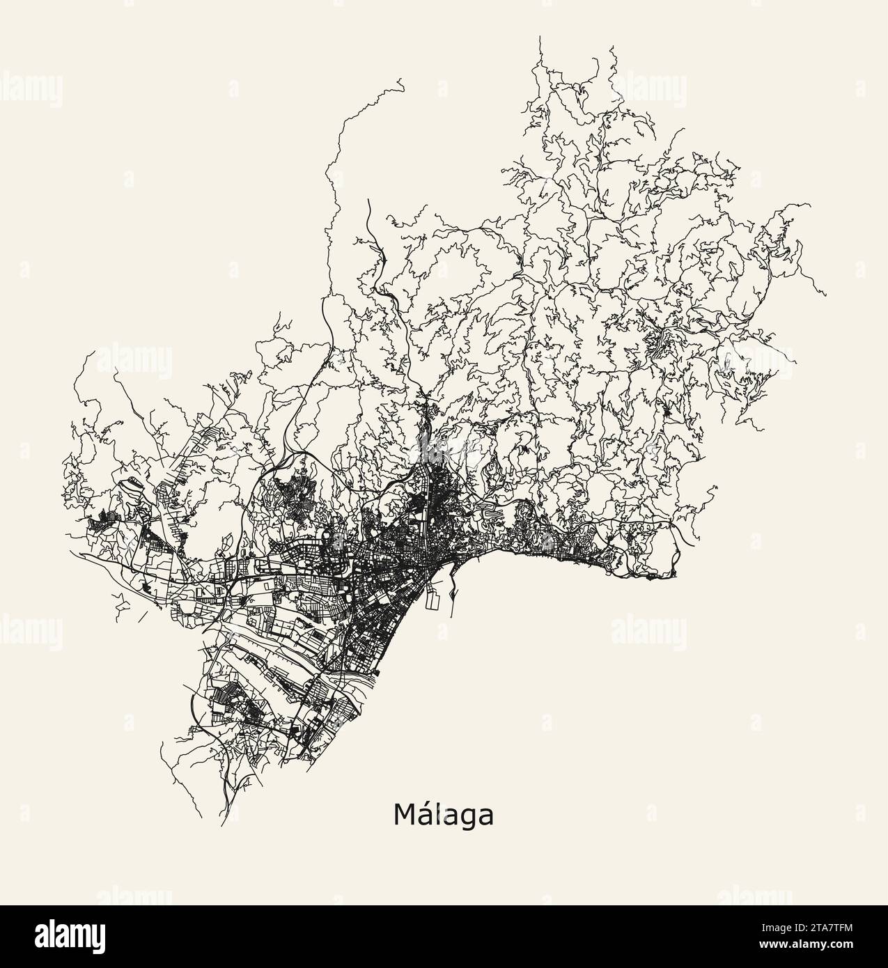 Malaga outline map hi-res stock photography and images - Alamy