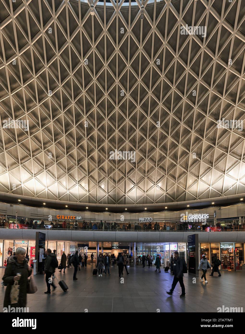 The intricate patterned ceiling over the main concourse at King's Cross ...