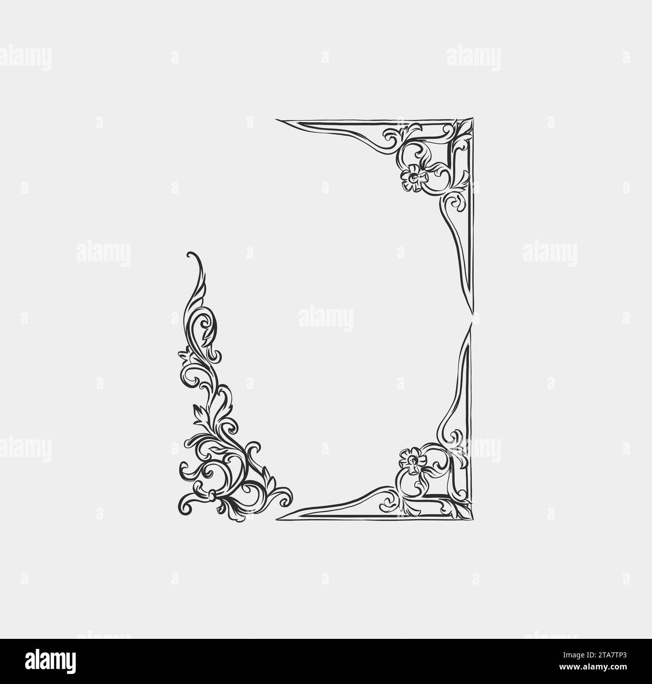 Hand drawn vector abstract outline,graphic,line vintage baroque ...